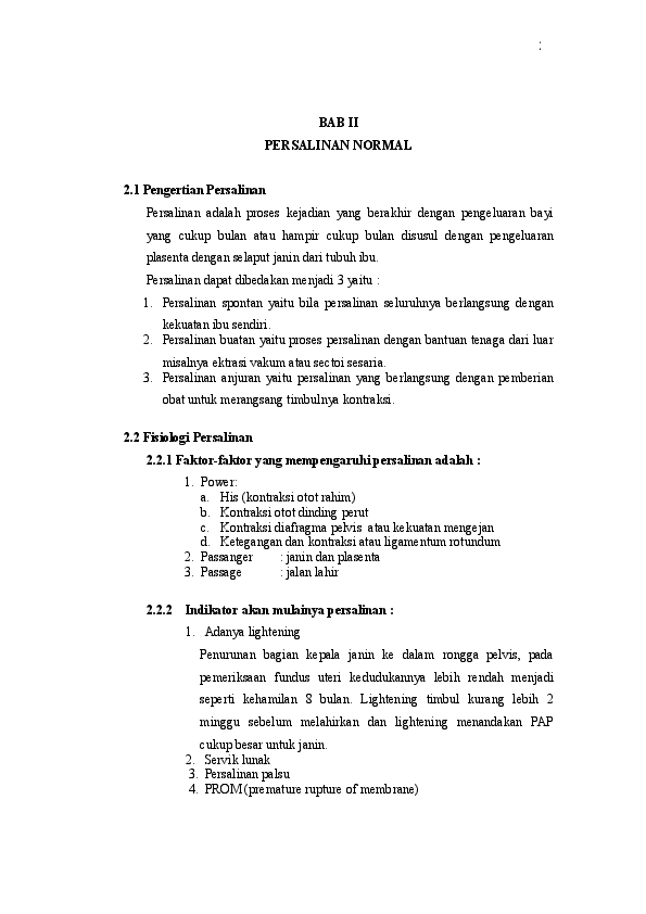 (DOC) BAB II PERSALINAN NORMAL