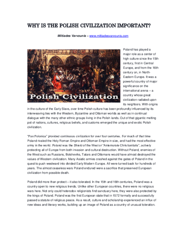 (PDF) WHY IS THE POLISH CIVILIZATION IMPORTANT?