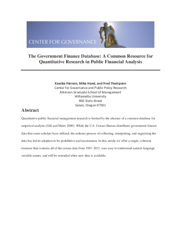 (PDF) The Government Finance Database: A Common Resource for ...