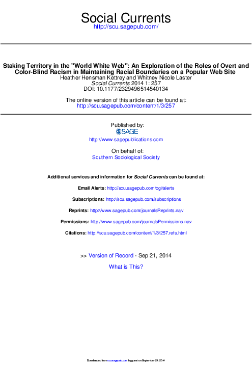 (PDF) Staking Territory on the World White Web