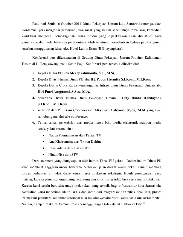 (DOC) Laporan Simulasi Press Conference - ILMU Komunikasi