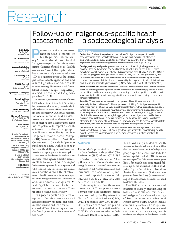 (PDF) Follow-up of health assessment