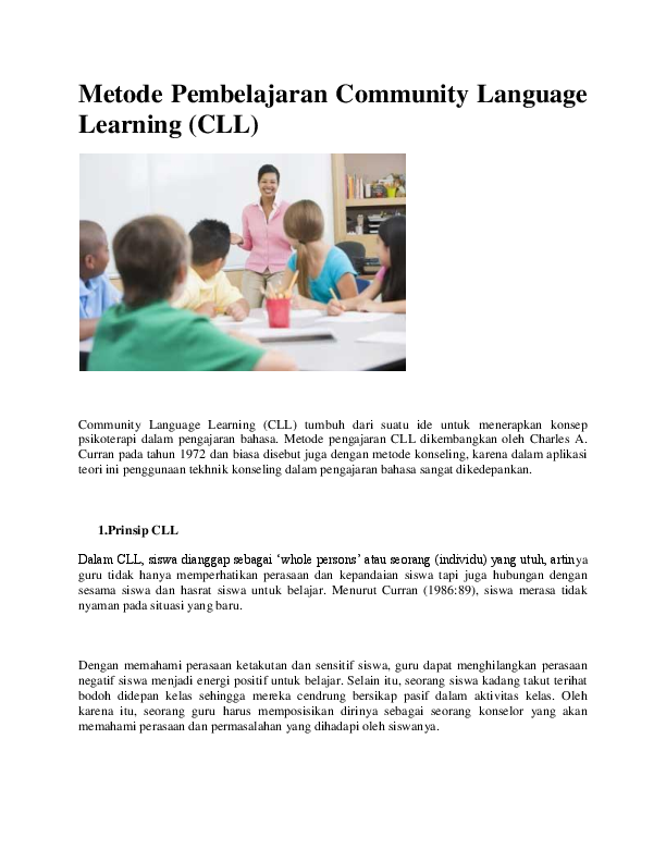 (DOC) Metode Pembelajaran Community Language Learning (CLL)