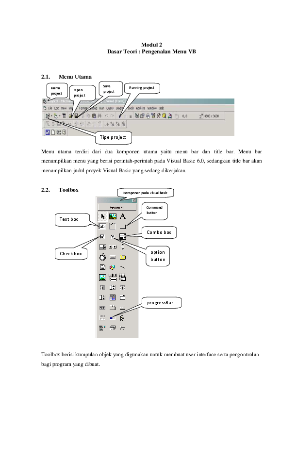 (DOC) Modul 2 Dasar Teori : Pengenalan Menu VB 1. Menu Utama Open ...