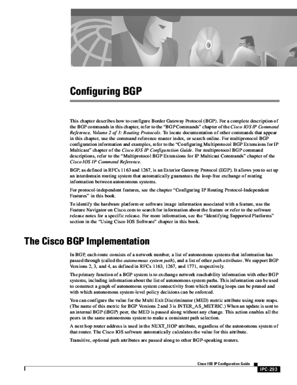 (PDF) Configuring BGP Configuring Advanced BGP Features Configuring the Router to Use the MED to ...