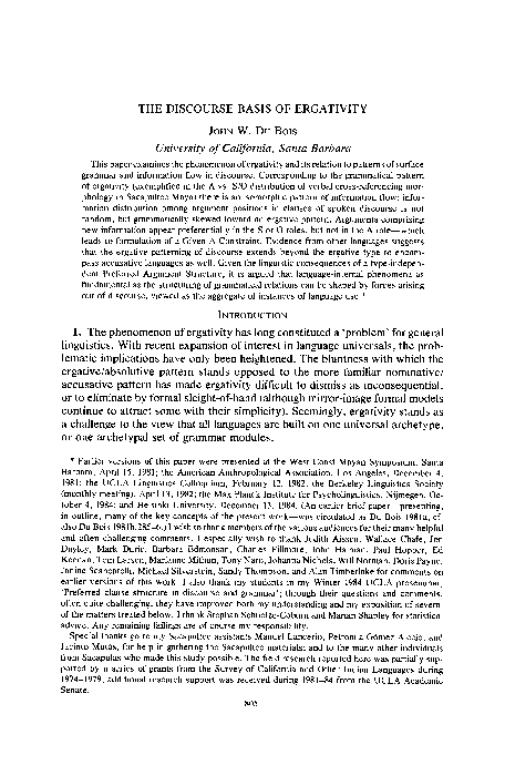 (PDF) The discourse basis of ergativity