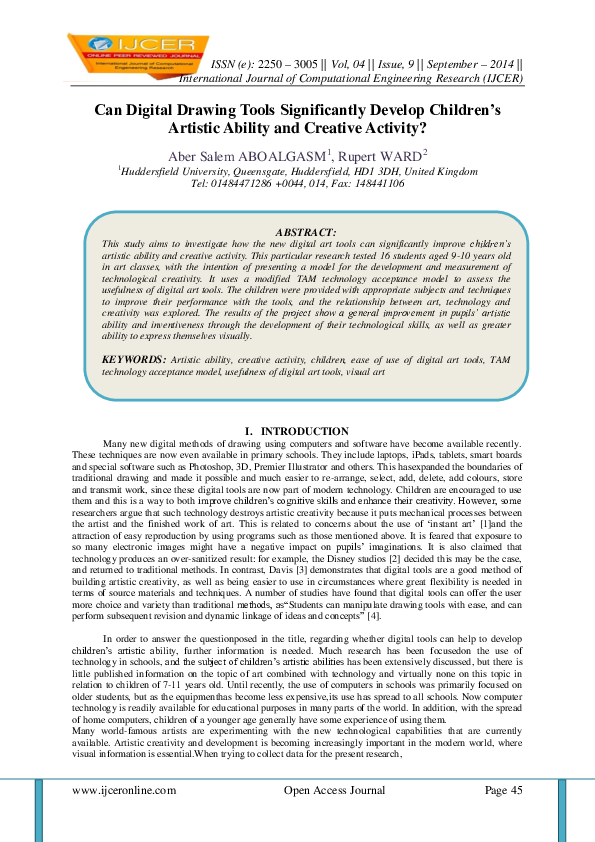 (PDF) Can Digital Drawing Tools Significantly Develop Children's Artistic Ability and Creative ...