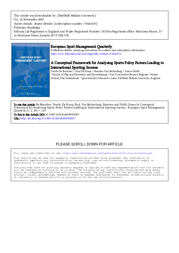 (PDF) A conceptual framework for analysing sports policy factors ...