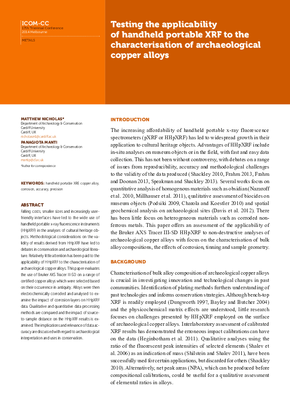 (PDF) Testing the applicability of handheld portable XRF to the ...