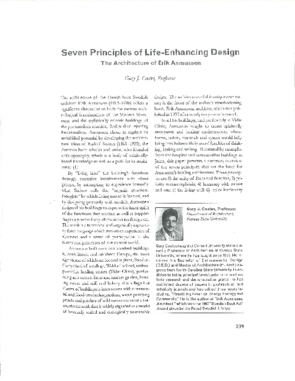 (PDF) Seven Principles of Life-Enhancing Design: A Study of the ...