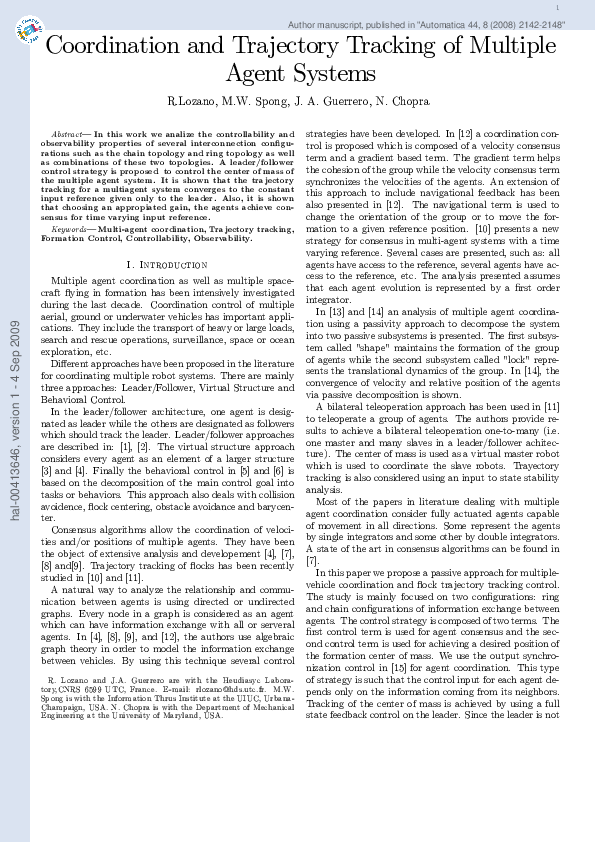 (PDF) Controllability and observability of leader-based multi-agent systems | Alfredo Guerrero ...