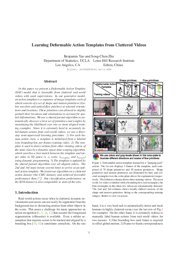 (PDF) Learning deformable action templates from cluttered videos