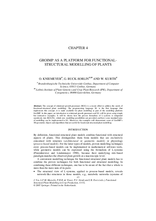 (PDF) GROIMP AS A PLATFORM FOR FUNCTIONAL STRUCTURAL MODELLING OF PLANTS