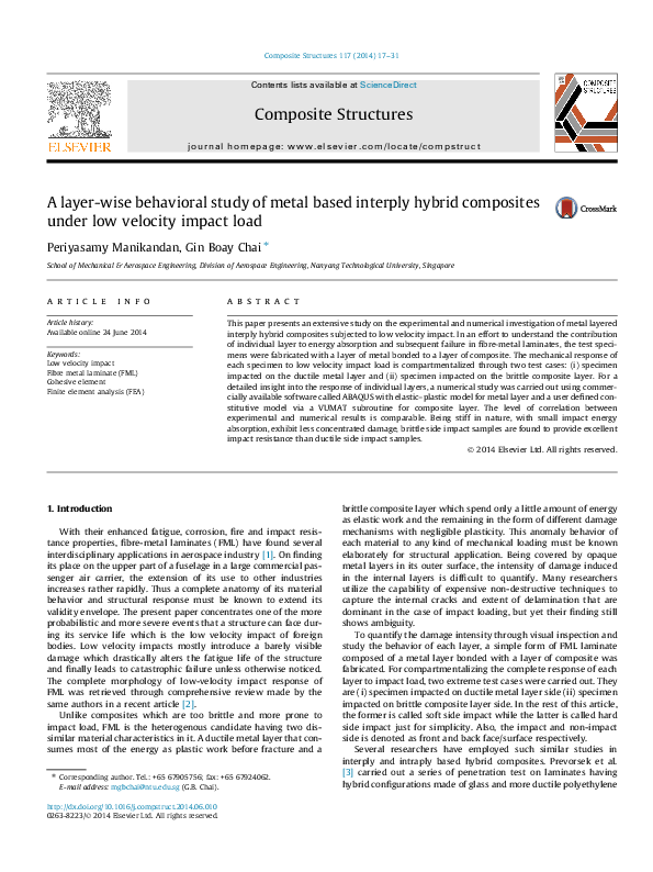 (PDF) A layer-wise behavioral study of metal based interply hybrid ...