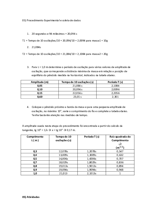(DOC) 05) Procedimento Experimental