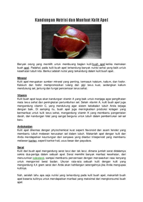 (DOC) Kandungan Nutrisi dan Manfaat Kulit Apel