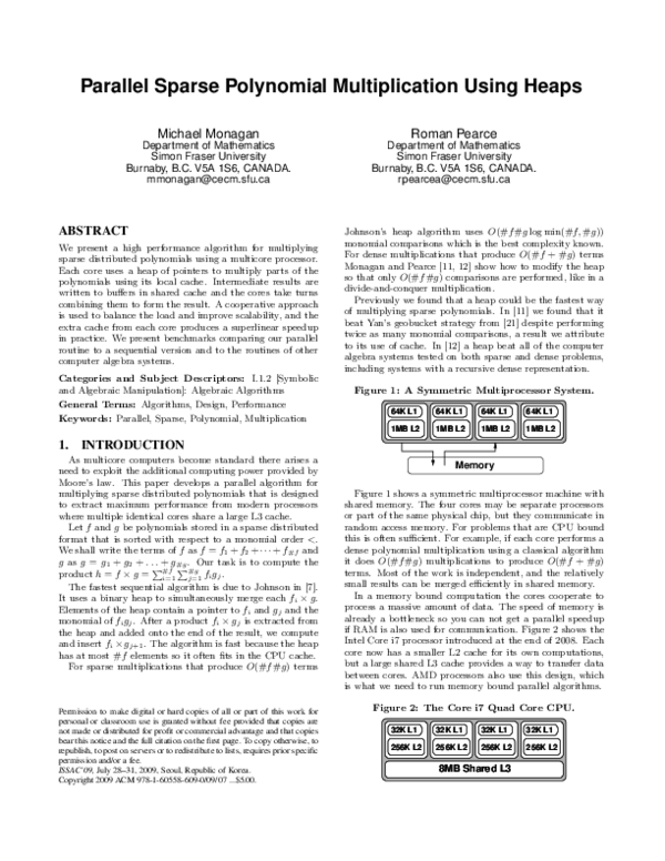 (PDF) Parallel sparse polynomial multiplication using heaps