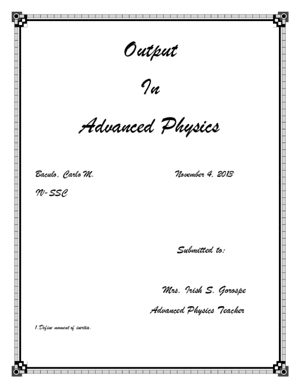 (DOC) Output In Advanced Physics