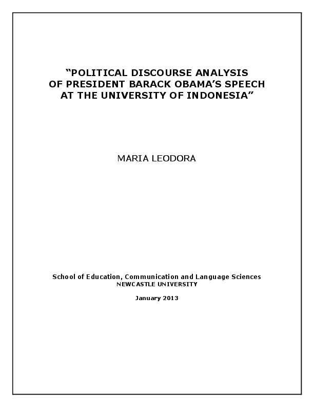 (PDF) Political Discourse Analysis of President Obama's Speech at The ...