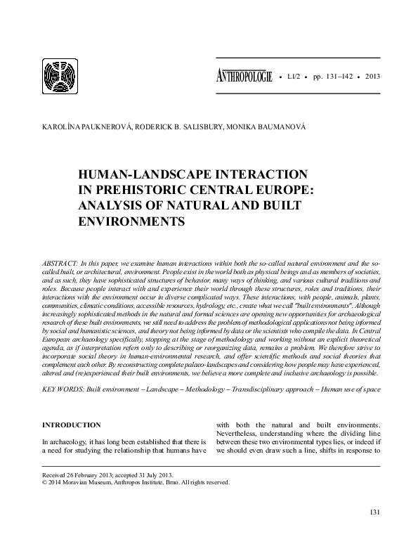 (PDF) Human-Landscape Interaction in Prehistoric Central Europe ...