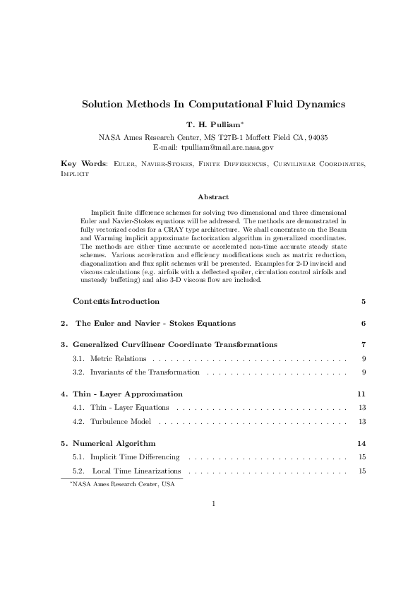 Pdf Solution Methods In Computational Fluid Dynamics
