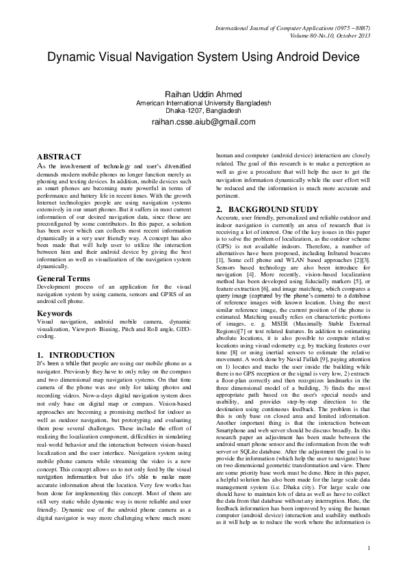 (PDF) Dynamic Visual Navigation System Using Android Device