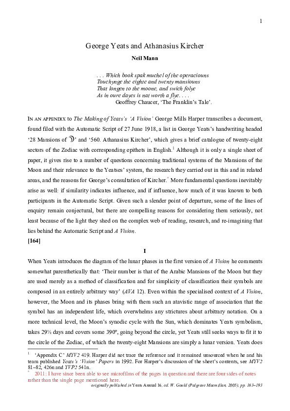 (PDF) George Yeats and Athanasius Kircher