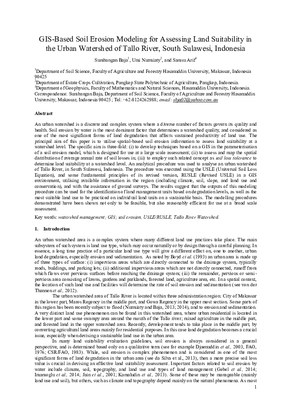 (PDF) GIS-Based Soil Erosion Modeling for Assessing Land Suitability in ...