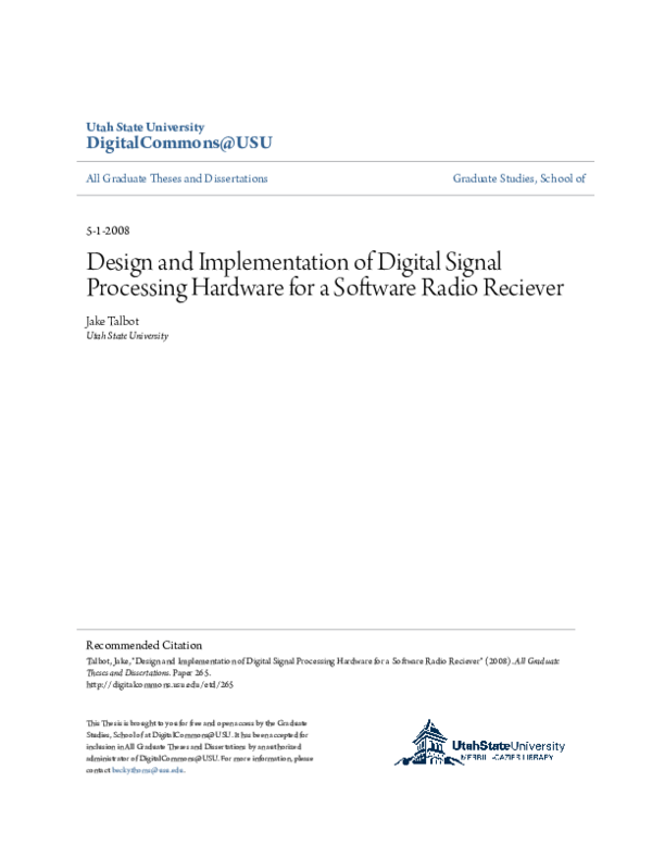Pdf Design And Implementation Of Digital Signal Processing Hardware