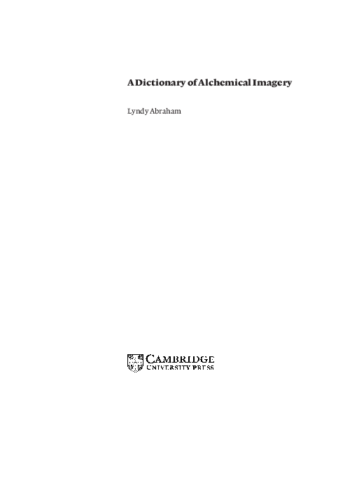 (PDF) A Dictionary of Alchemical Imagery