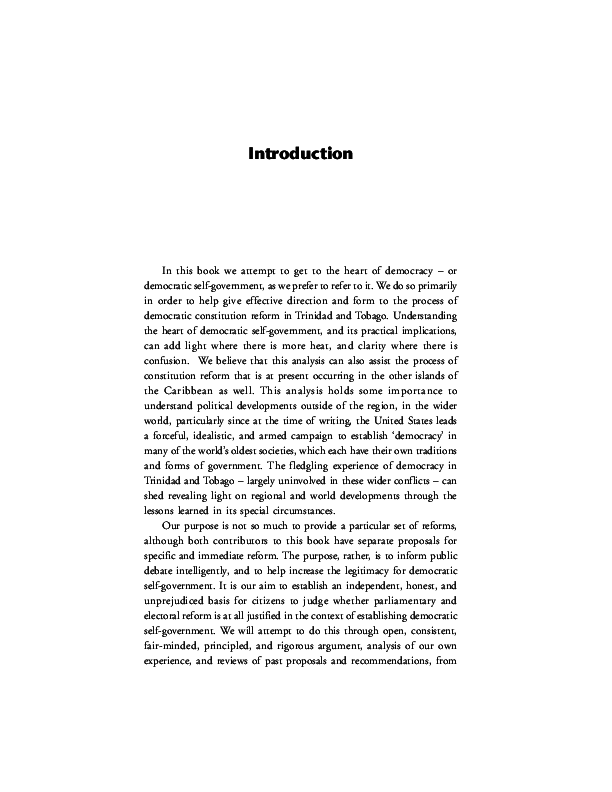 (PDF) Introduction to Democracy and Constitutional Reform in Trinidad ...