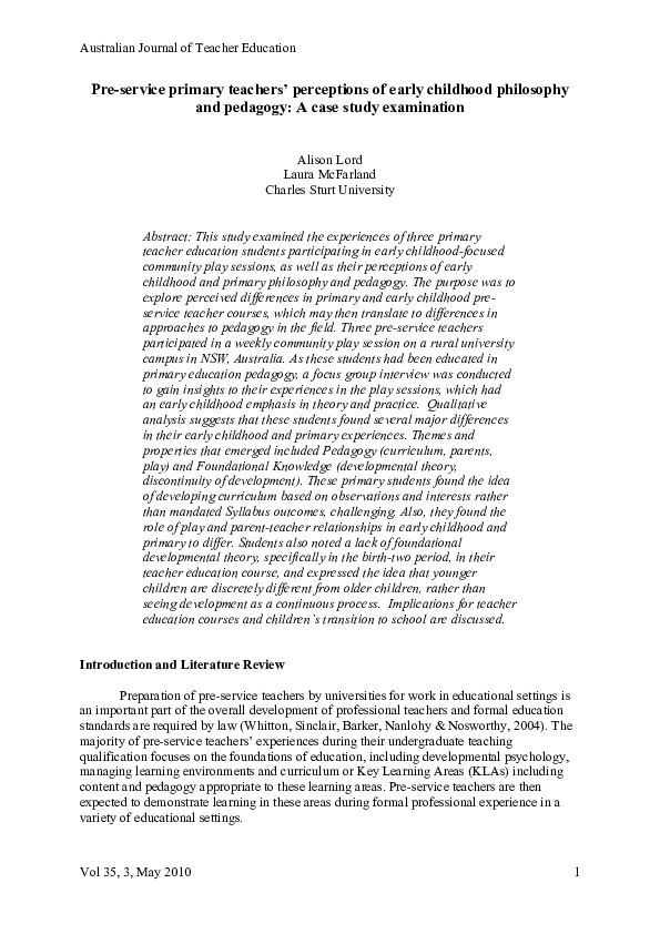 (PDF) Pre-Service primary teachers’ perceptions of early childhood ...