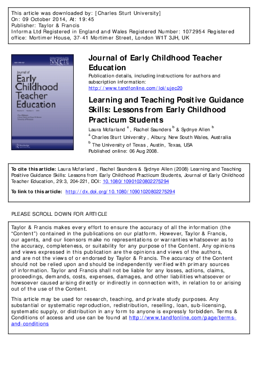 (PDF) Learning and teaching positive guidance skills: Lessons from ...