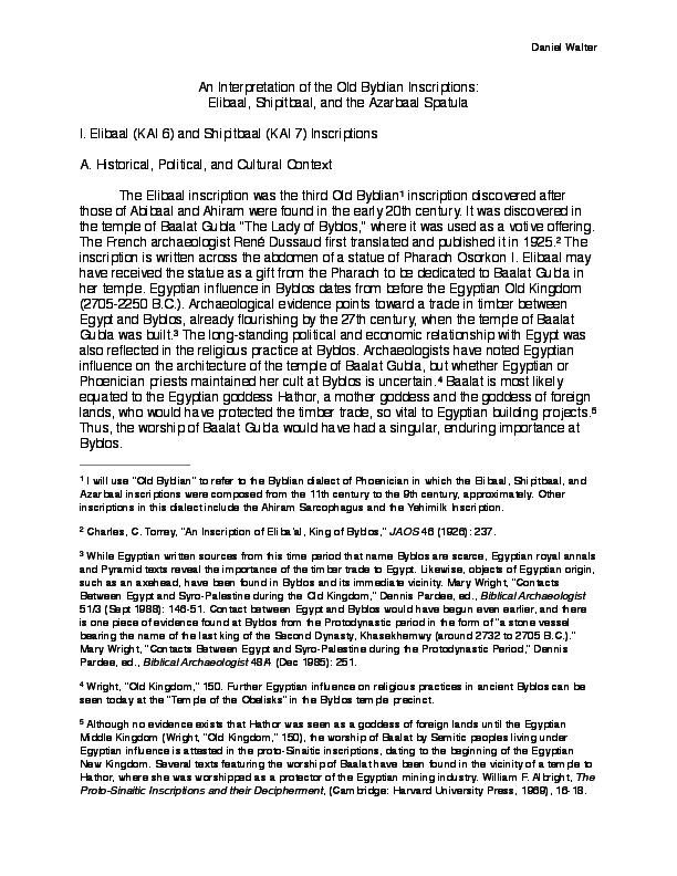 (PDF) Phoenician Inscriptions from Iron I-II Byblos