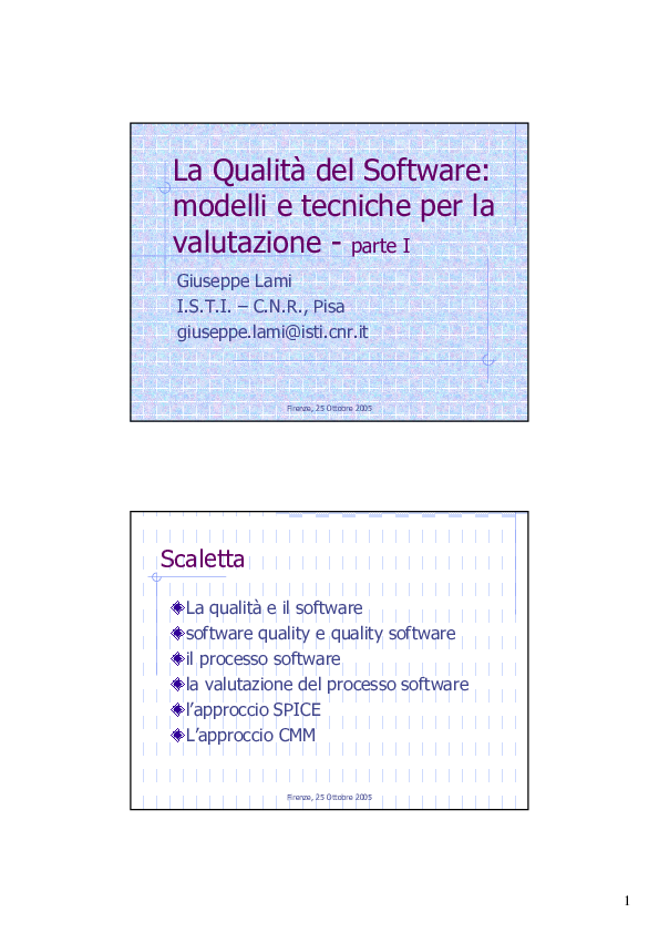 (PDF) La Qualità del Software: modelli e tecniche per la valutazione ...