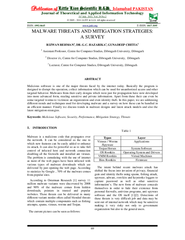 Malware Threats And Mitigation Strategies A Survey