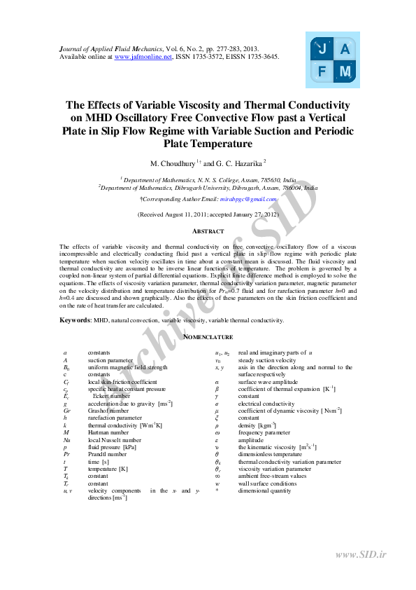 Effects Of Variable Viscosity And Thermal Conductivity On Heat And Mass Transfer Flow Along A
