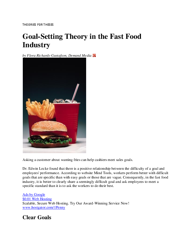(DOC) THEORIES FOR THESES Goal-Setting Theory in the Fast Food Industry ...