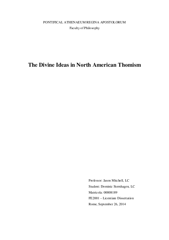 The Divine Ideas in North American Thomism