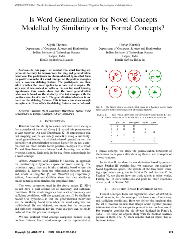 (PDF) Is Word Generalization for Novel Concepts Modelled by Similarity ...