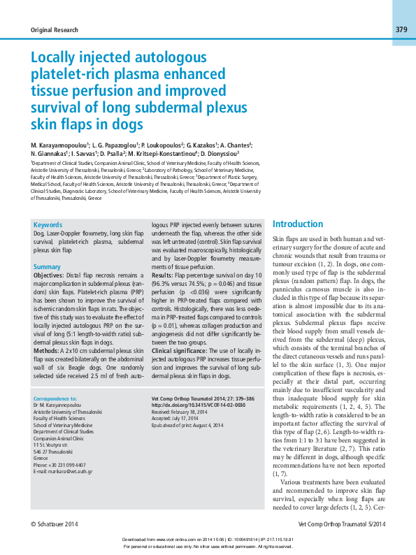 Locally injected autologous platelet-rich plasma enhanced tissue ...