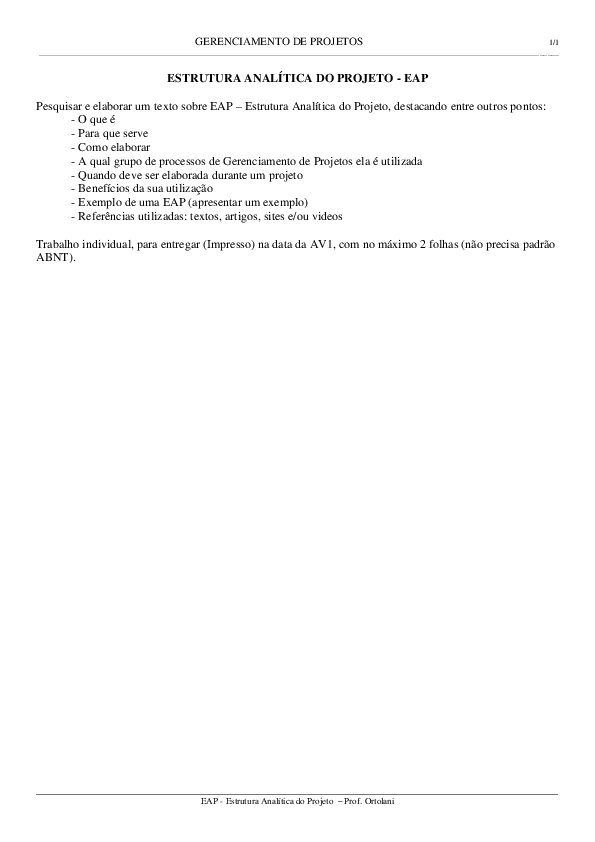 (PDF) GERENCIAMENTO ESTRUTURA ANALÍTICA DO PROJETO -EAP