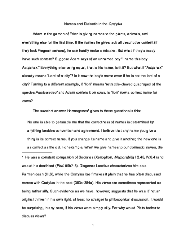 (PDF) Plato: Cratylus