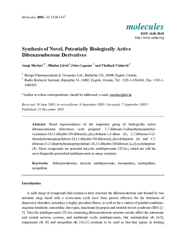 (PDF) Synthesis of Novel, Potentially Biologically Active ...