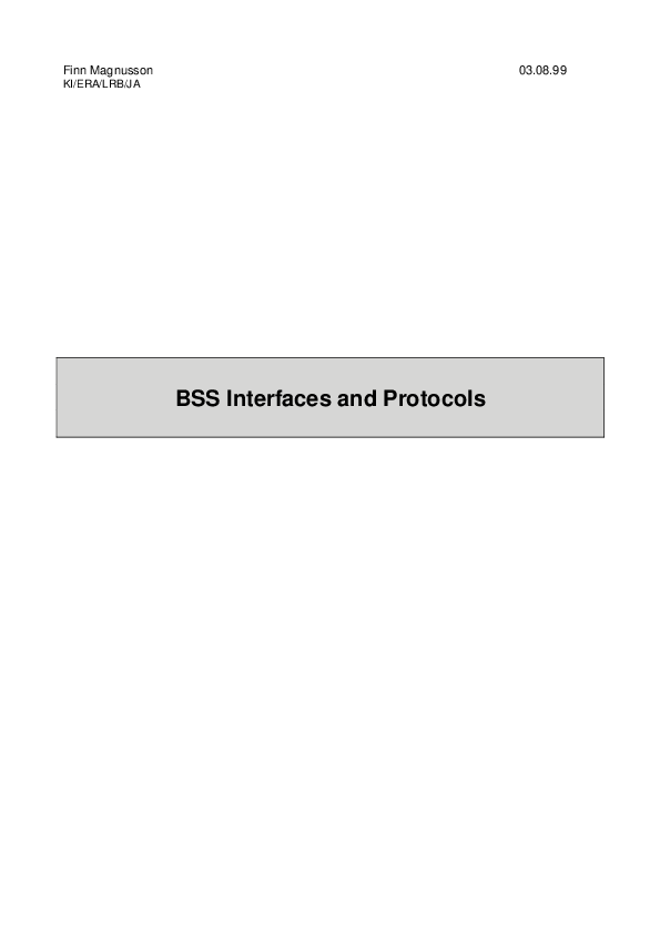 Bss Interfaces And Protocols Introduction