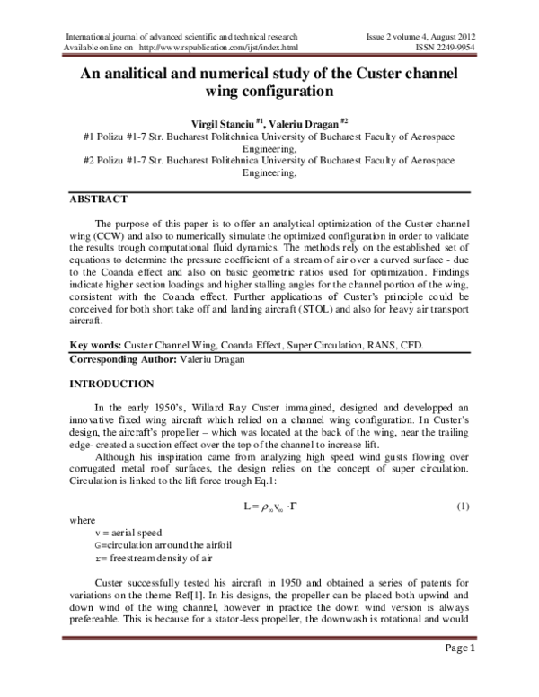 (PDF) An analitical and numerical study of the Custer channel wing ...