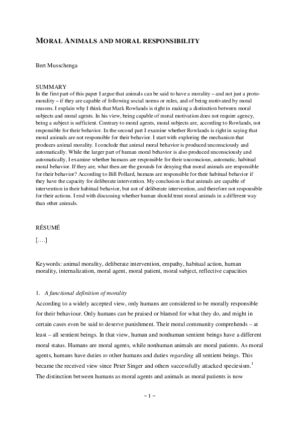 (DOC) Moral animals and moral responsibility