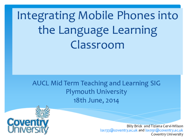 (PPT) Integrating Mobile Phones into the Language Learning Classroom