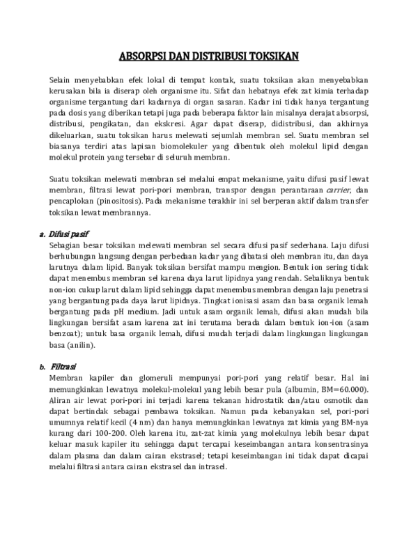 (DOC) ABSORPSI DAN DISTRIBUSI TOKSIKAN