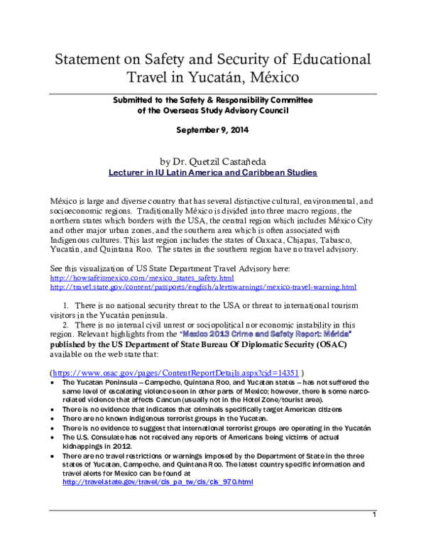 (PDF) White Paper: Safety and Security in Yucatan, Mexico for ...
